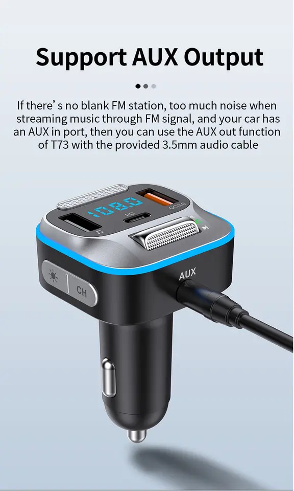 HiGi T73 Car bluetooth V5.0 FM Transmitter car USB fast