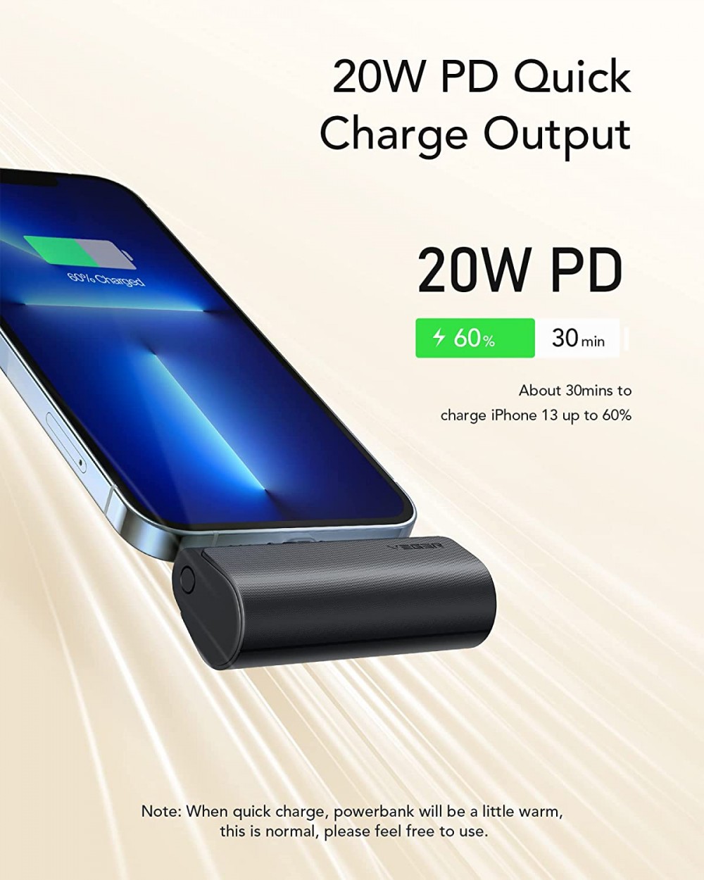 Veger PlugOn Lightning - 5000mAh Power Bank with built-in US